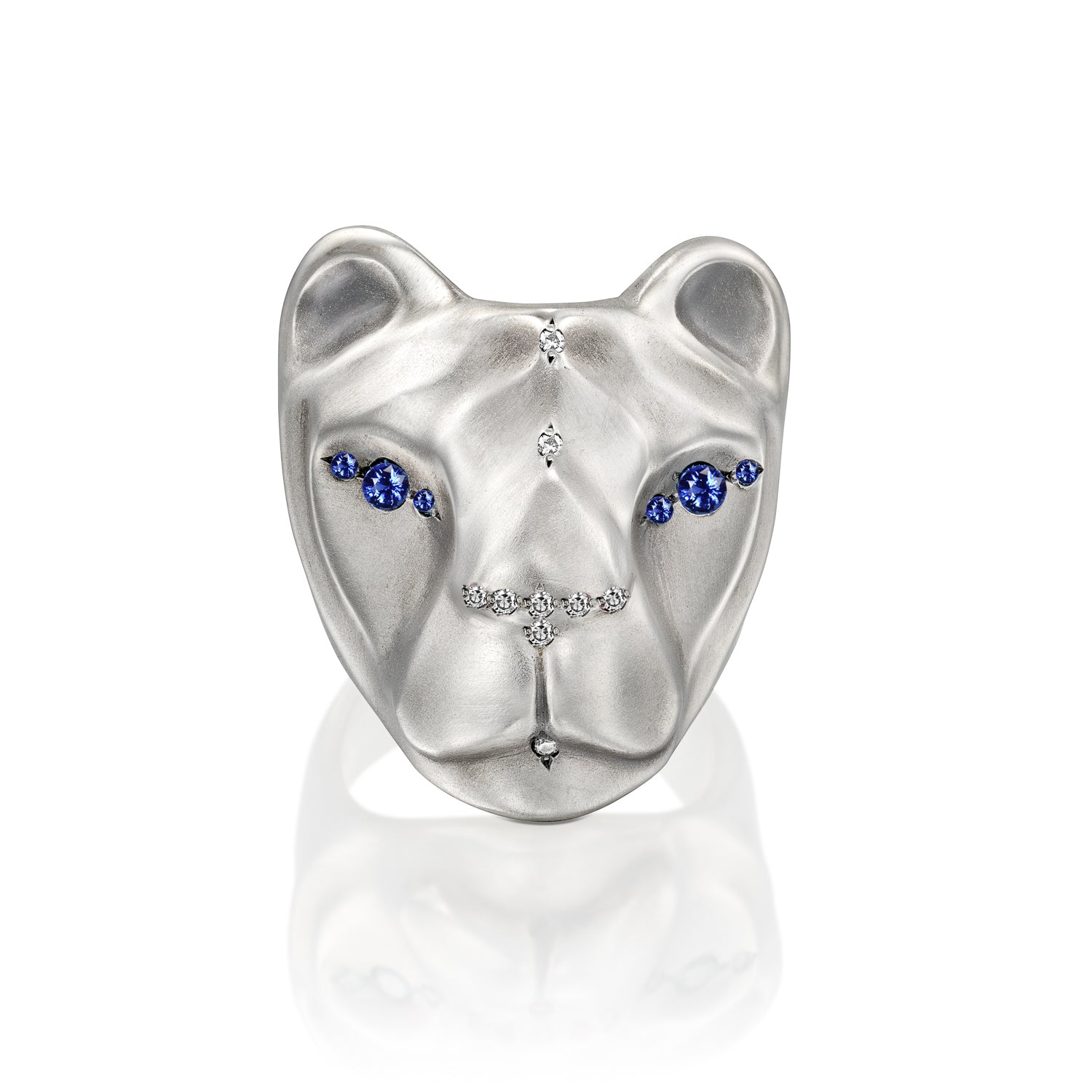 Blue & White Lioness Ring