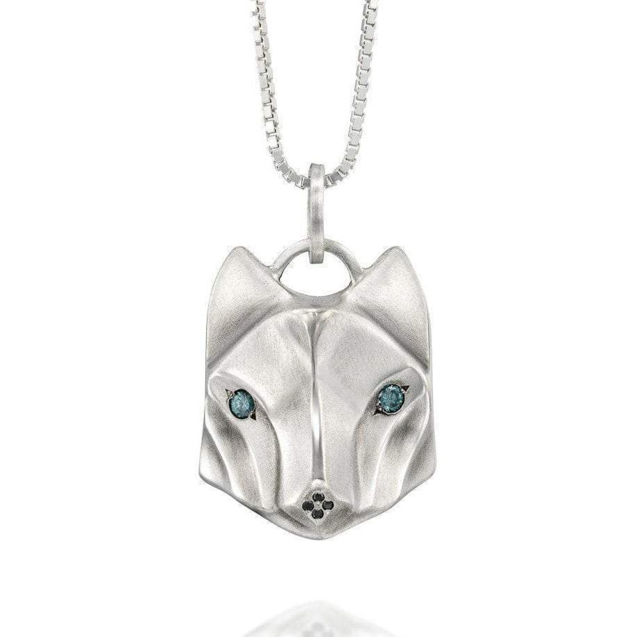 Blue Diamond Wolf Necklace