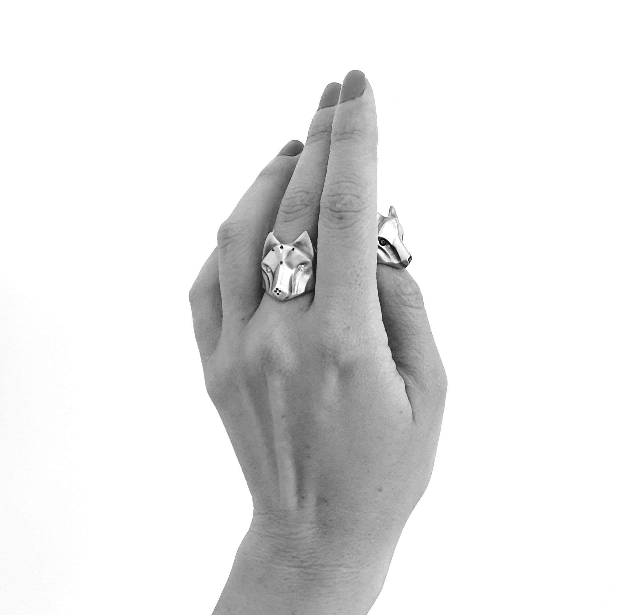 Blue Diamond Wolf Ring