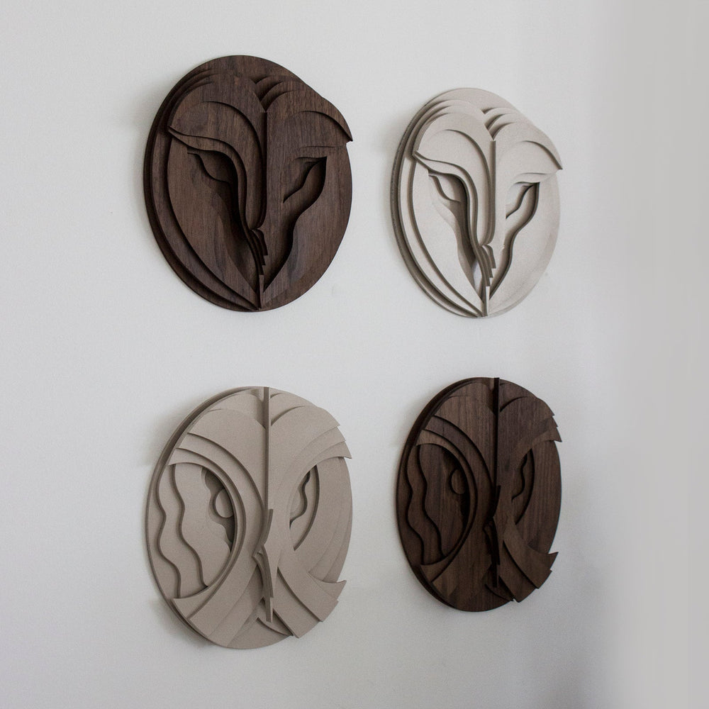 Walnut Barn Owl Wall Sculpture