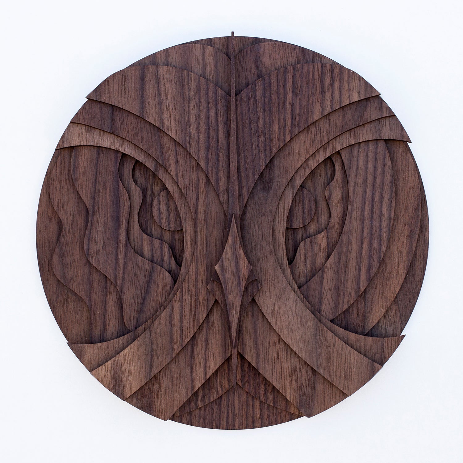Walnut Great Grey Owl Wall Sculpture