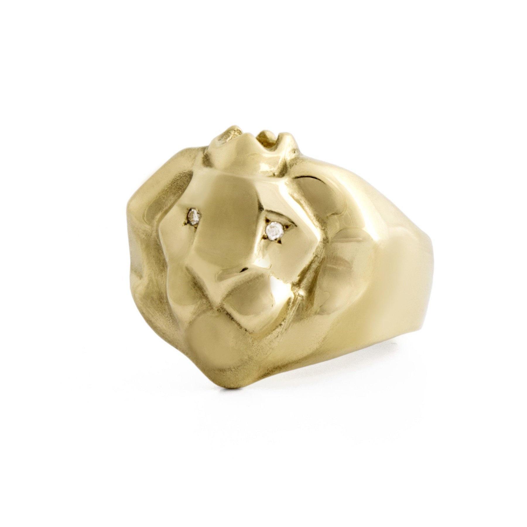 Gold Lion Ring & Diamonds